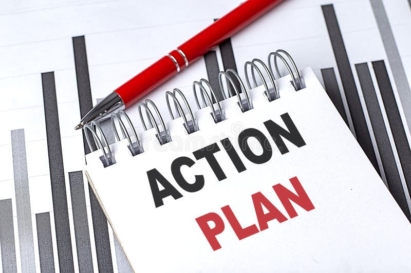 ACTION PLAN Text on Notebook on Chart with Pen Stock Image - Image of ...