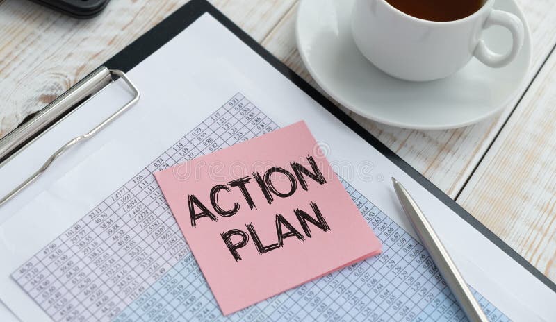 Action Plan Text on Notebook with Stationery on Wooden Desk Stock Image ...