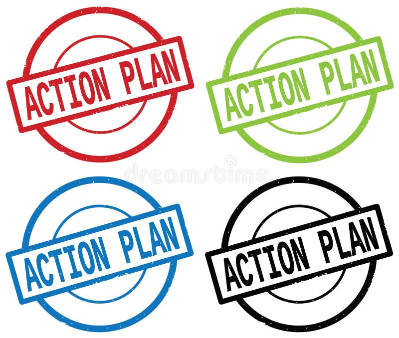 ACTION PLAN Text, on Round Simple Stamp Sign. Stock Illustration ...