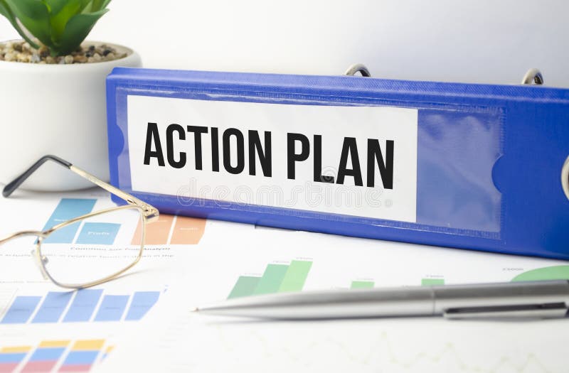Action Plan. Text on White Paper. on the Black Folder Stock Image ...