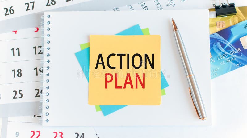 Action Plan, the Text is Written on Yellow Paper Lying on a White ...