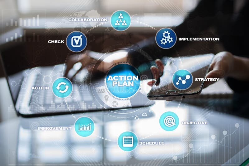 Action Plan on the Virtual Screen. Planning Concept. Business Strategy ...