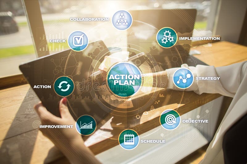 Action Plan on the Virtual Screen. Planning Concept. Business Strategy ...