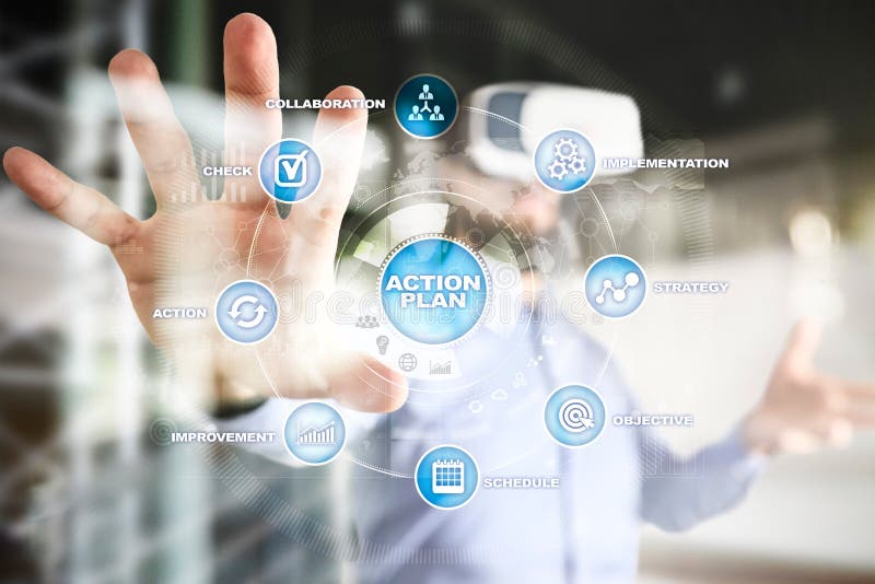 Action Plan on the Virtual Screen. Planning Concept. Business Strategy ...