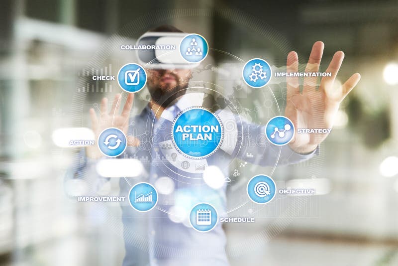 Action Plan on the Virtual Screen. Planning Concept. Business Strategy ...
