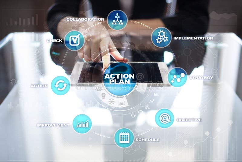 Action Plan on the Virtual Screen. Planning Concept. Business Strategy ...