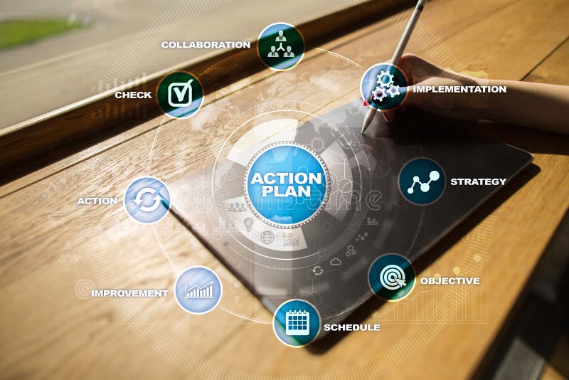 Action Plan on the Virtual Screen. Planning Concept. Business Strategy ...