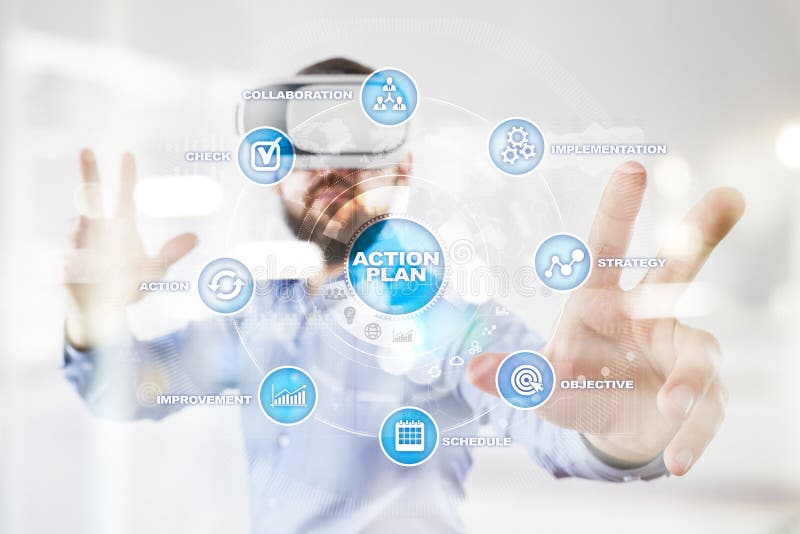 Action Plan on the Virtual Screen. Planning Concept. Business Strategy ...