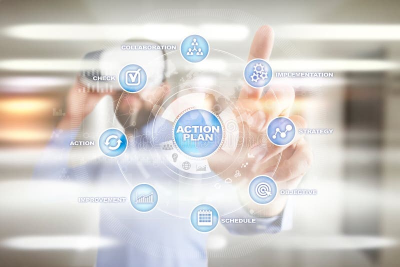 Action Plan on the Virtual Screen. Planning Concept. Business Strategy ...