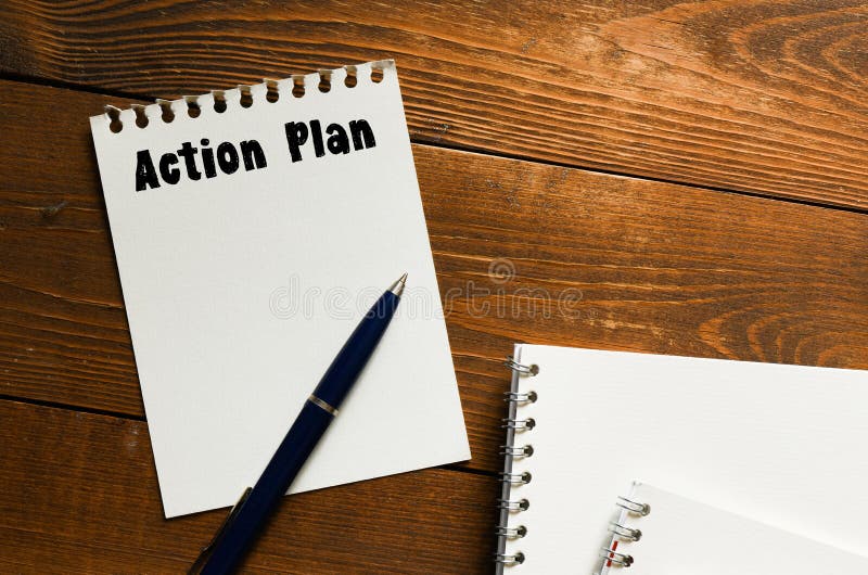 Action Plan Words Written in an Office Notebook. Concept in Business ...