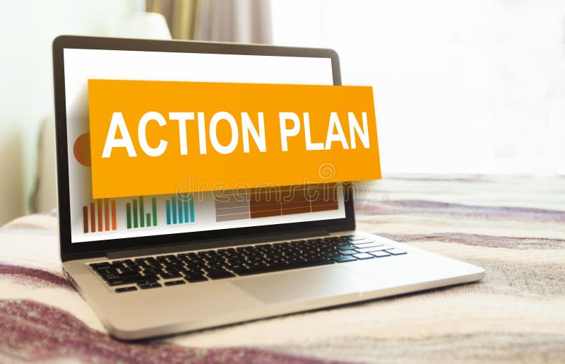Action Plan Written on Laptop, Business Strategy Concept Stock Image ...