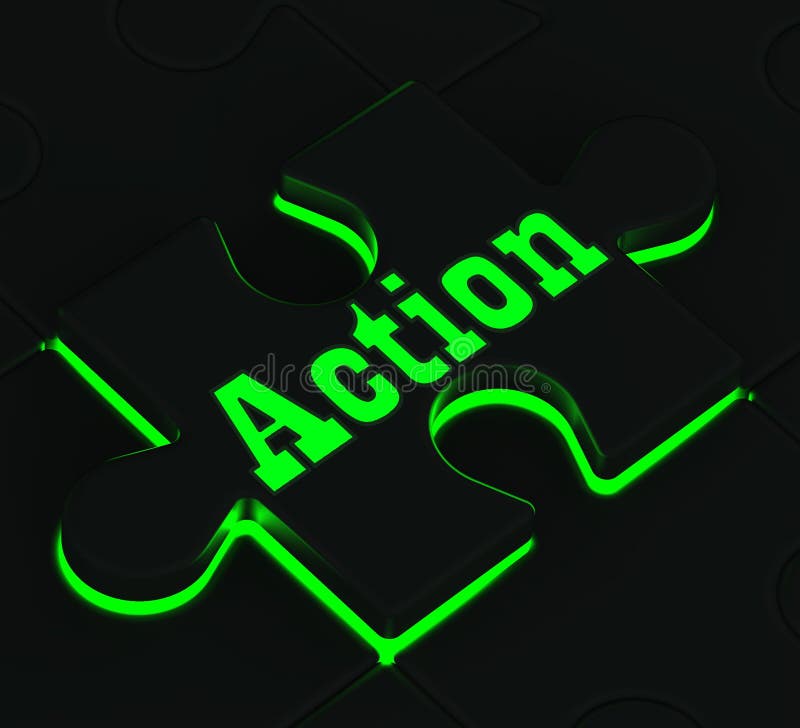 Action Puzzle Showing Motivation and Activism Stock Illustration ...