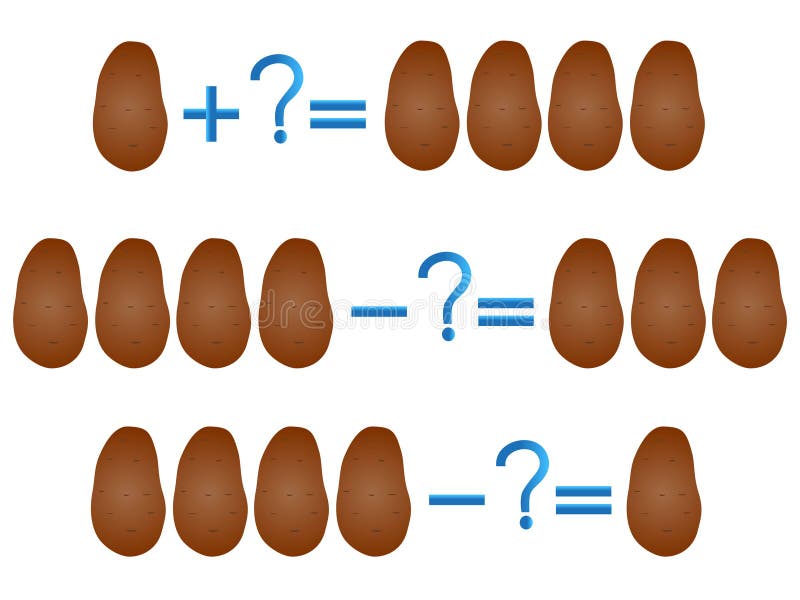 Addition with Potato. Solve the Equation. Math Game for Children Stock ...