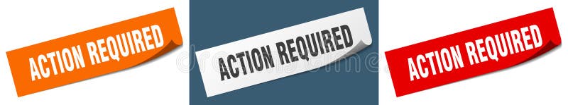 Action Required Banner. Action Required Speech Bubble Label Set. Stock ...