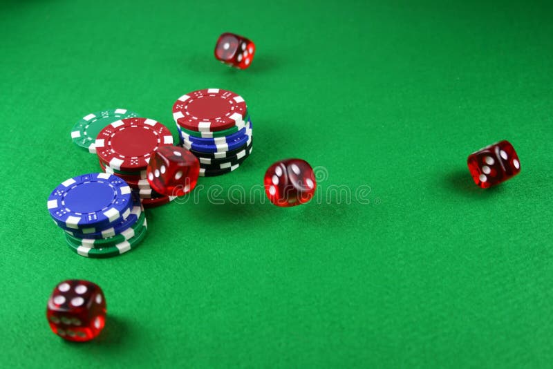 An Action Shot of 5 Dice Thrown Onto the Table Stock Image - Image of ...