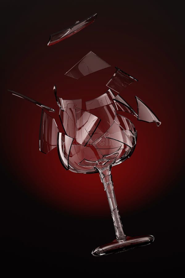Action Shot of Breaking Wine Glass - 3D Illustration Render Stock ...