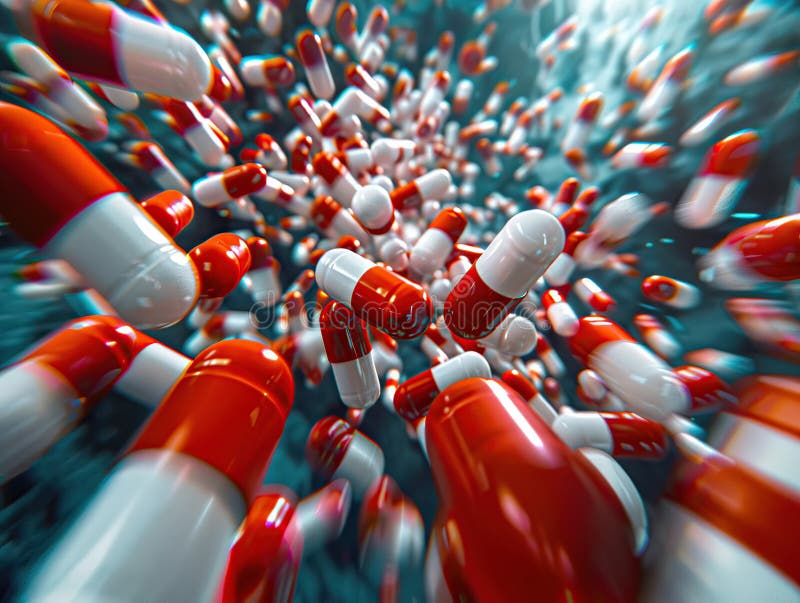 Action Shot of Capsules Being Spilled in Zero Gravity Stock ...