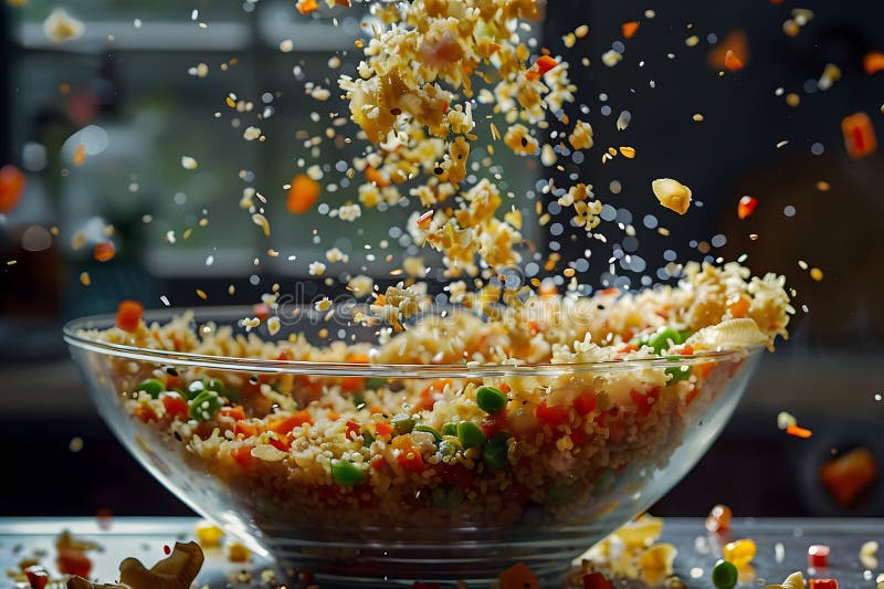 Burst of Flavor: Exploding Fried Rice Delight Stock Illustration ...