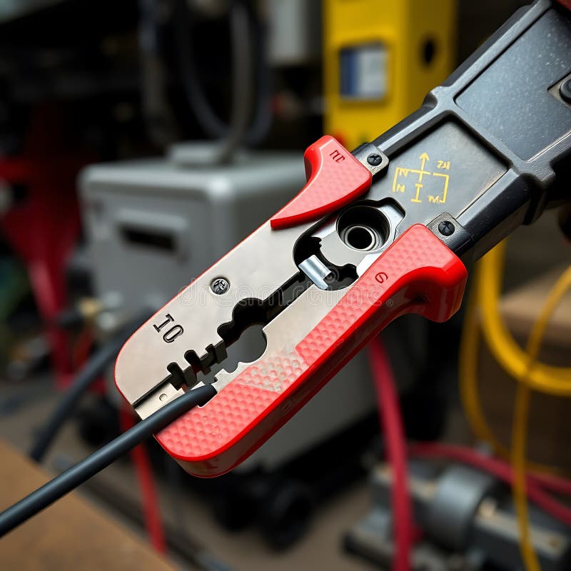 Action Shot of a Crimping Tool in Motion with the Tool Clamping Down on ...