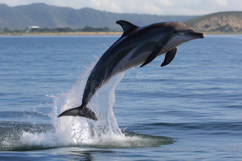 Action Shot of Dolphin Jumping Out of the Water Stock Illustration ...