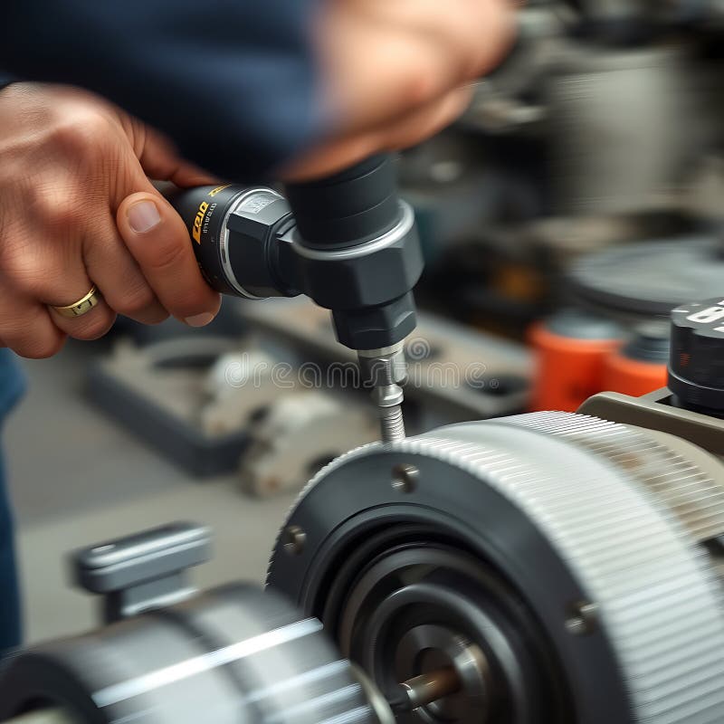 An Action Shot of a Mechanic Using a Pneumatic Torque Tool To Assemble ...