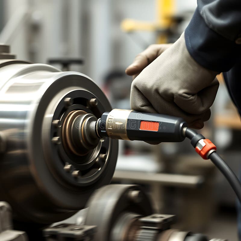An Action Shot of a Mechanic Using a Pneumatic Torque Tool To Assemble ...