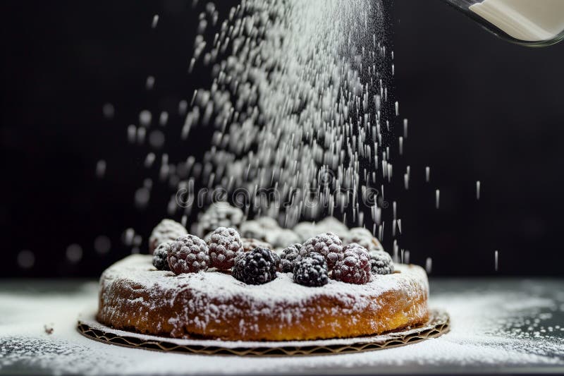 Action Shot of Powdered Sugar Being Dusted on a Cake Stock Image ...
