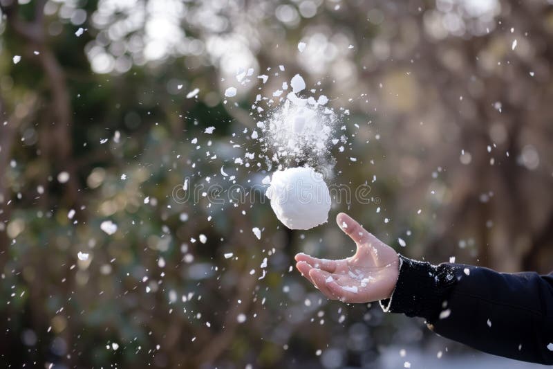 Action Shot of Snowball Leaving a Persons Hand Stock Photo - Image of ...