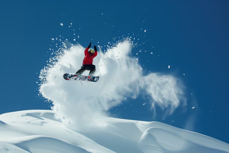 Action Shot of a Snowboarder Spinning in the Air with Snow Trailing ...