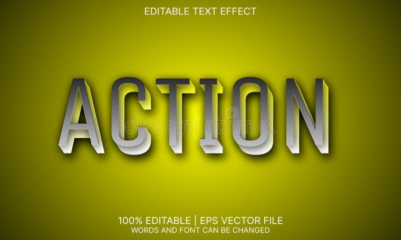 Action Text Effect with Silver Color Stock Vector - Illustration of ...