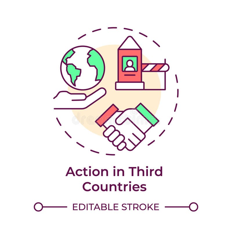 Action in Third Countries Multi Color Concept Icon Stock Illustration ...