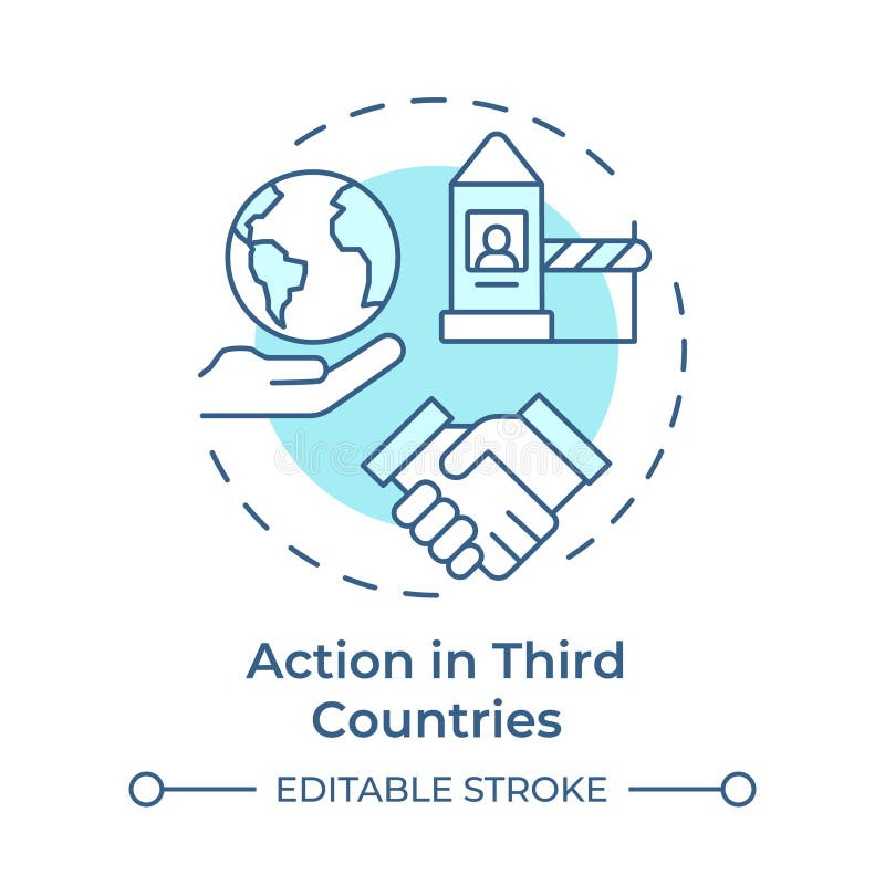 Action in Third Countries Soft Blue Concept Icon Stock Vector ...