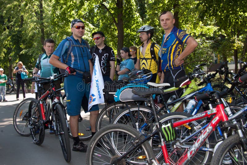Action within the Ukrainian Bicycle Day in Kharkiv Ukraine Editorial ...