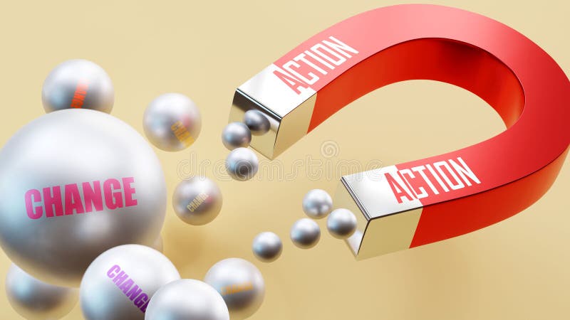 Action Which Brings Change. a Magnet Metaphor in Which Action Attracts ...