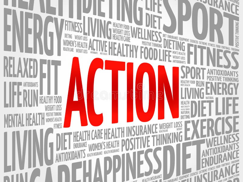 ACTION Word Cloud Background Stock Illustration - Illustration of ...