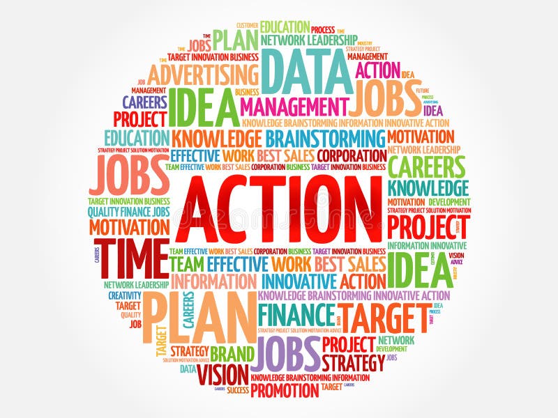 ACTION word cloud stock illustration. Illustration of cost - 205379586