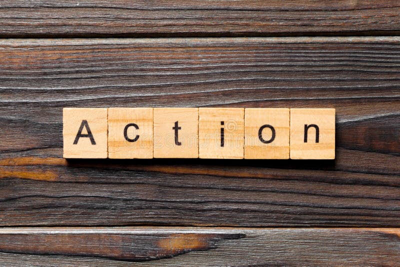 Action Word Written on Wood Block. Action Text on Table, Concept Stock ...