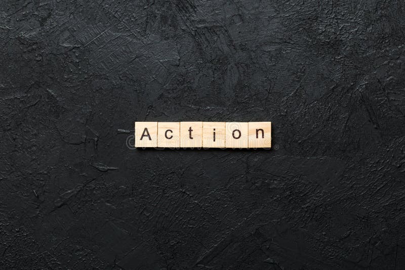 Action Word Written on Wood Block. Action Text on Table, Concept Stock ...