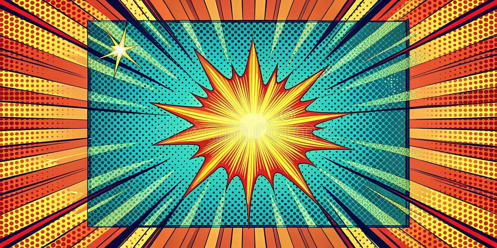 ActionPacked Comic Book Background Design Featuring Abstract Lines Energetic Sunrays and ...