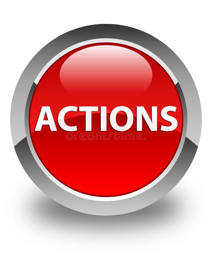 Actions Glossy Red Round Button Stock Illustration - Illustration of ...
