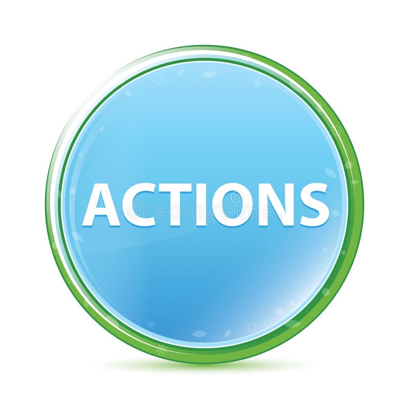 Actions Natural Aqua Cyan Blue Round Button Stock Illustration ...