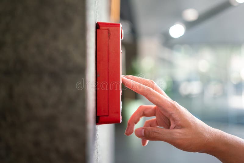 Activate Fire Alarm Trigger Button. Stock Image - Image of human ...