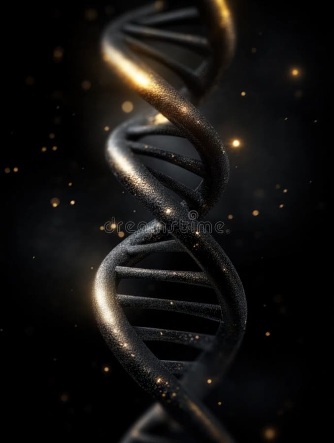 Activated DNA, Metaphysical Coding in Black and Gold Stock Illustration ...
