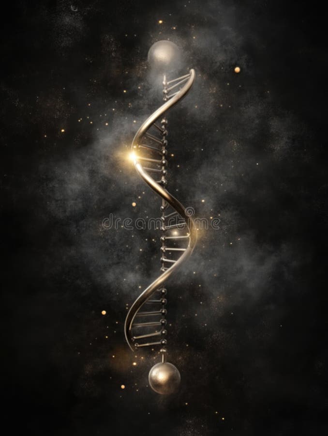 Activated DNA, Metaphysical Coding in Black and Gold Stock Illustration ...