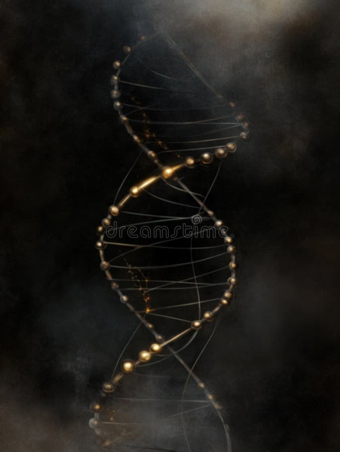 Activated DNA, Metaphysical Coding in Black and Gold Stock Illustration ...