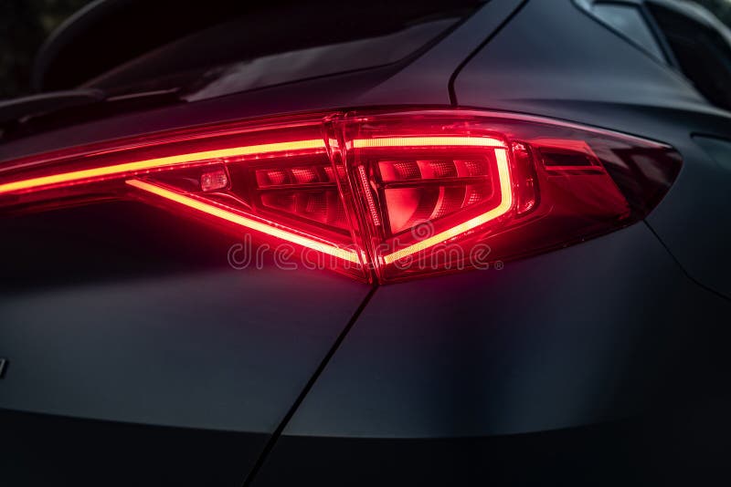 Activated LED Tail Light of the Car Stock Photo - Image of automobile ...