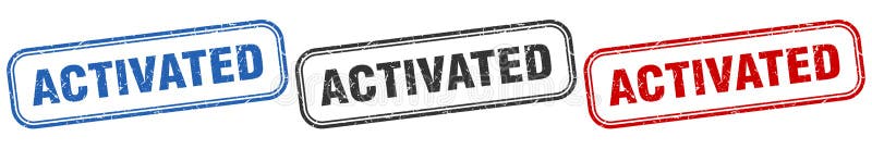 Activated Square Isolated Sign Set. Activated Stamp Stock Vector ...