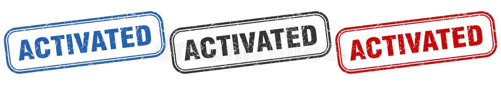 Activated Square Isolated Sign Set. Activated Stamp Stock Vector ...