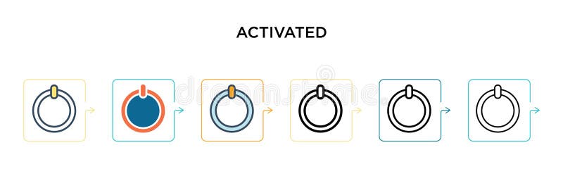 Activated Vector Icon in 6 Different Modern Styles. Black, Two Colored ...