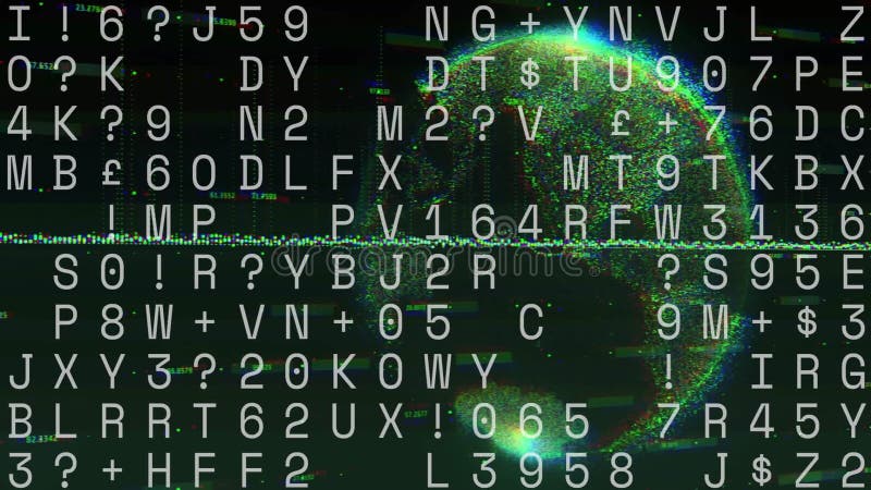 Activating Pulsing Scan Line Lighting Flashing Code and Rotating Globe, Visualizing Global Data ...